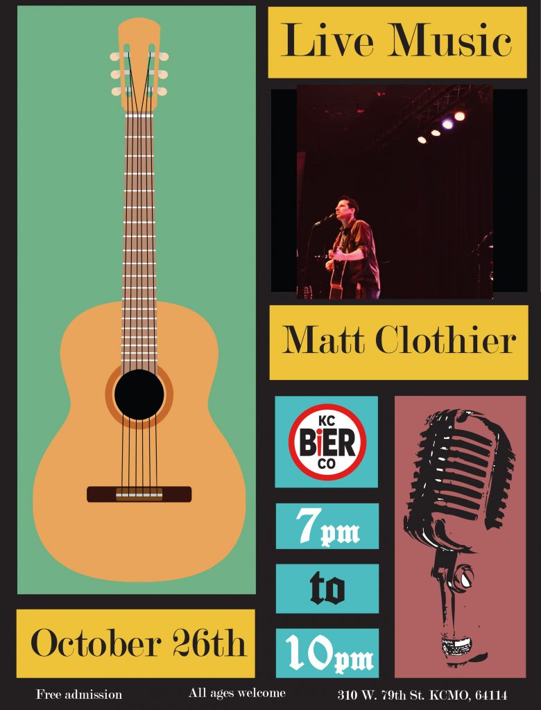 Live Music with Matt Clothier – KC Bier Co. – German-style beer in ...